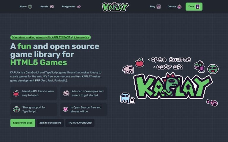 JavaScript/TypeScriptで書かれたオープンソースの2Dゲームライブラリ・「KAPLAY」 - かちびと.net