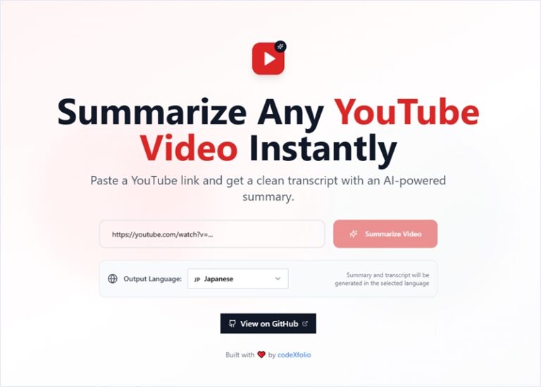 Youtubeの動画URLを入力すると、AIが動画内容を見出し付きで要約してくれるOSS・「YouTube Summarizer」 - かちびと.net